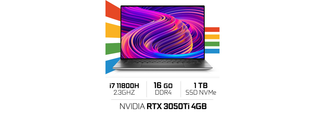 Dell XPS 15 9510 i7-11800H/16 Go/1TO SSD/RTX3050Ti /15,6" FHD+ PC P...