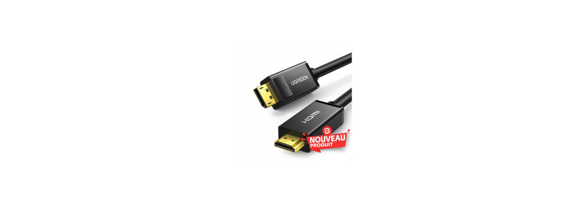 Ugreen Cable DP Male vers HDMI Male 3M (10203) Connectique 10203