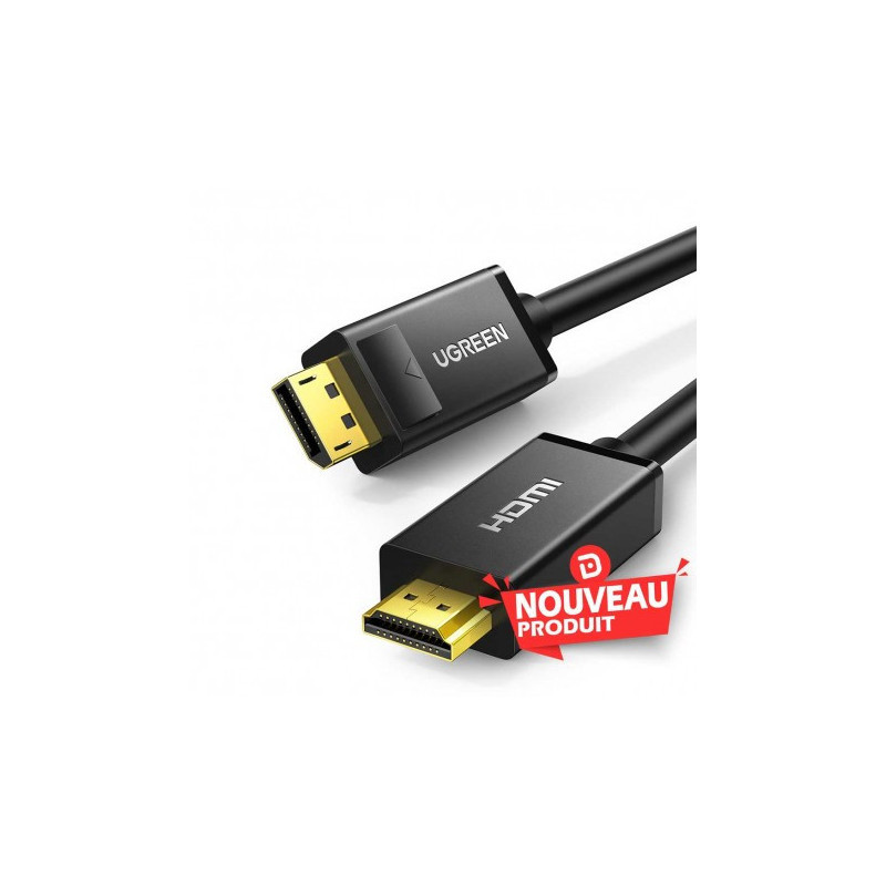 Ugreen Cable DP Male vers HDMI Male 3M (10203) Connectique 10203