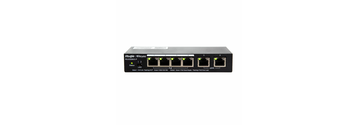 RUIJIE SWITCH 6-PORT GIGABIT SMART,4POE RG -ES206GC -P Réseau Ruiji...