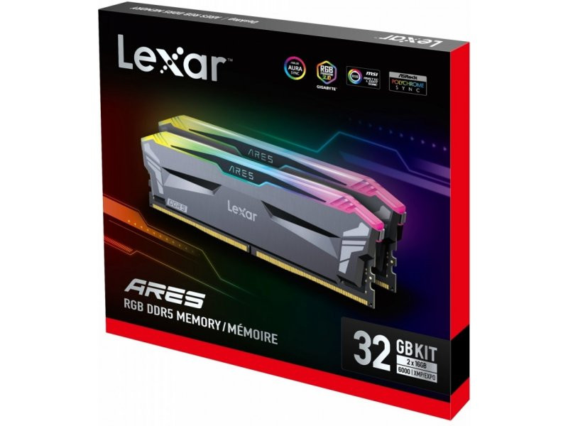 LEXAR ARGB ARES DDR5 32Go (2x16Go) 6000MHz CL34 Mémoire vive PC Lex...