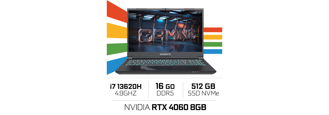 Gigabyte G5 KF5-H3FR353SD/i7 13620H/16GB/512GB/4060 8GB PC Portable...