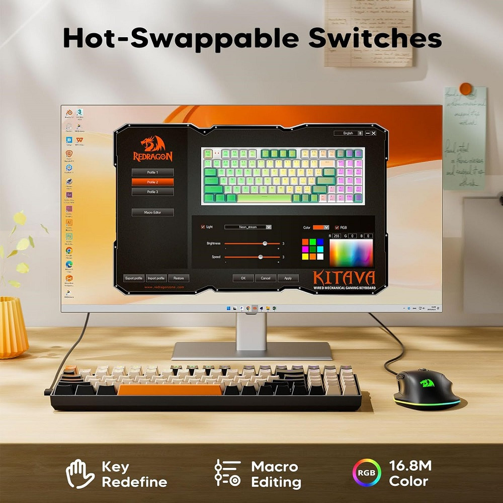 Redragon K636 CLO RGB Red Switches Claviers Redragon Maroc