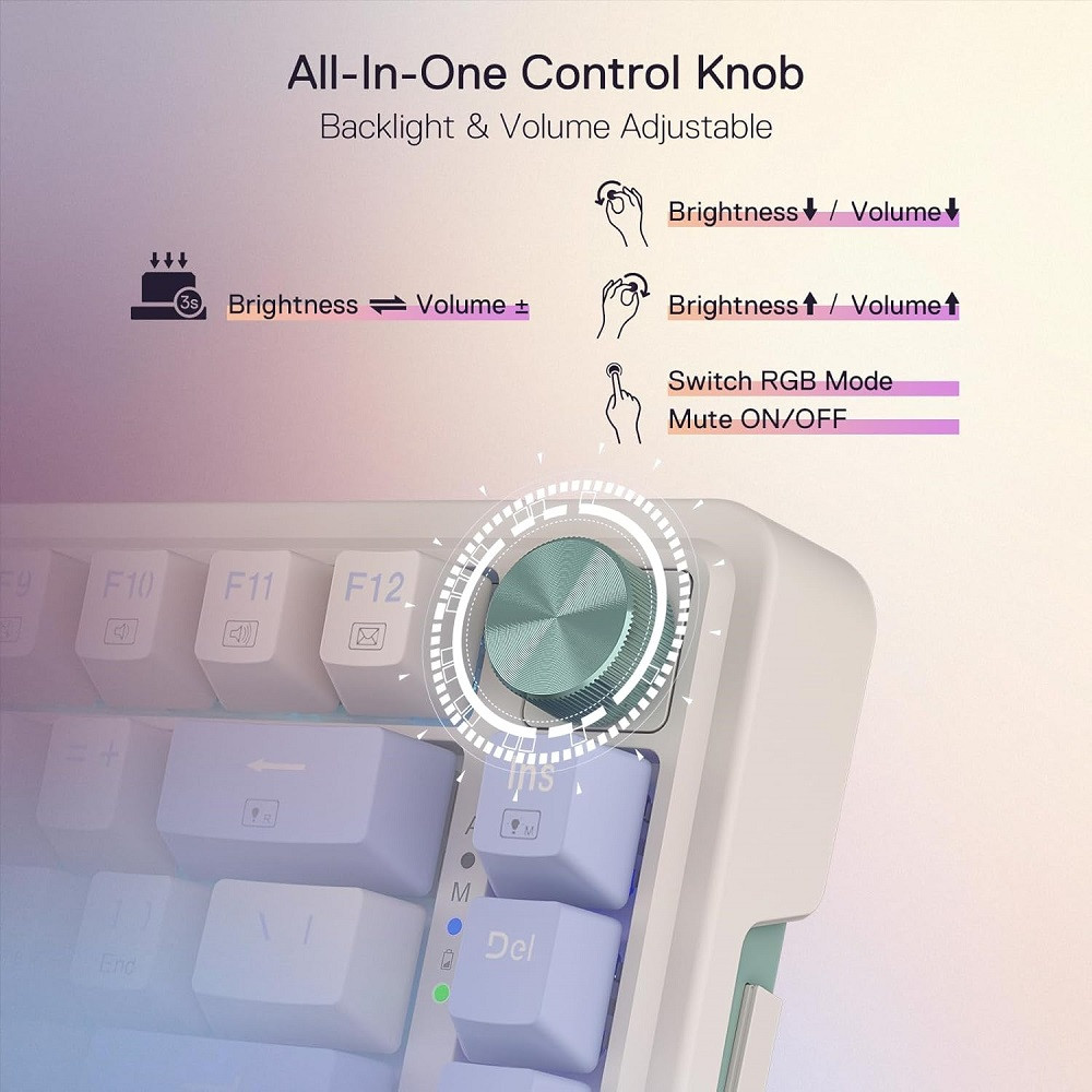 Redragon K673 PRO 75% Wireless RGB Red Switches (Vintage Blue) Clav...