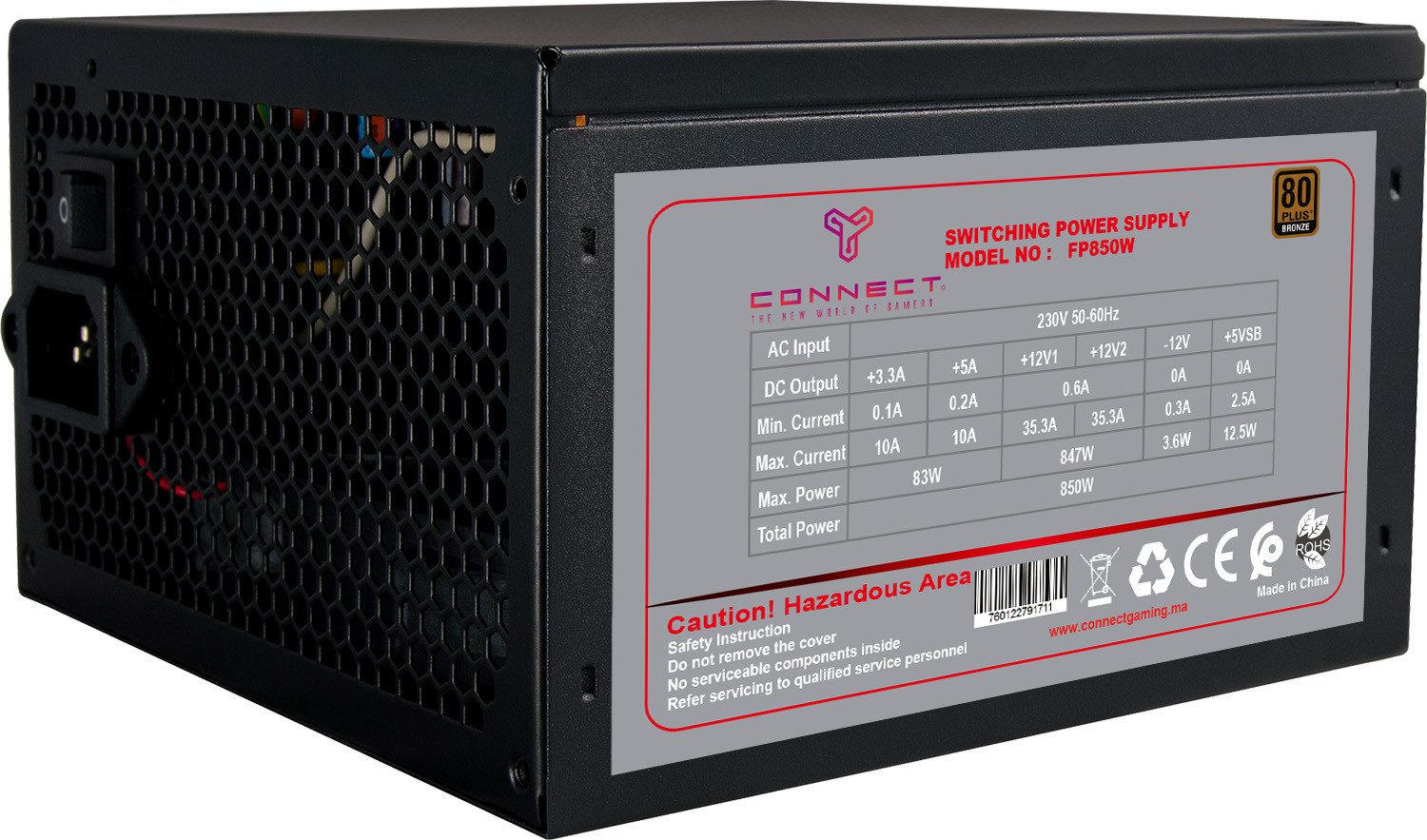 Connect PSU 550 80 PLUS Bronze 550W Entre 500 W et 599 W Connect Maroc
