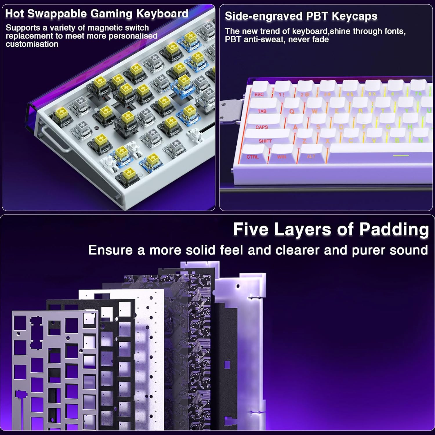 AULA Hero 68 HE Magnetic Switch (White) Claviers AULA Maroc