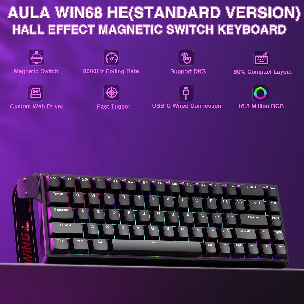 AULA WIN68 HE Black (Magnetic Switch) Claviers AULA Maroc