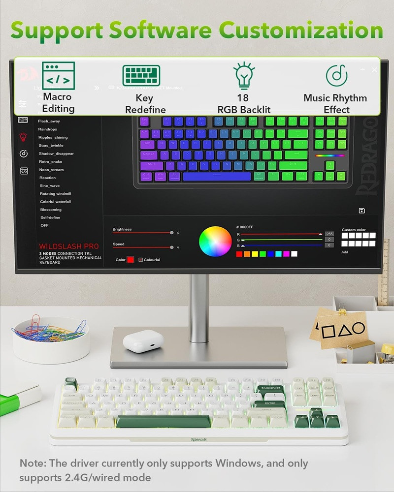 Redragon K734 Wildslash Wireless Mechanical Keyboard (GlowArc) Clav...