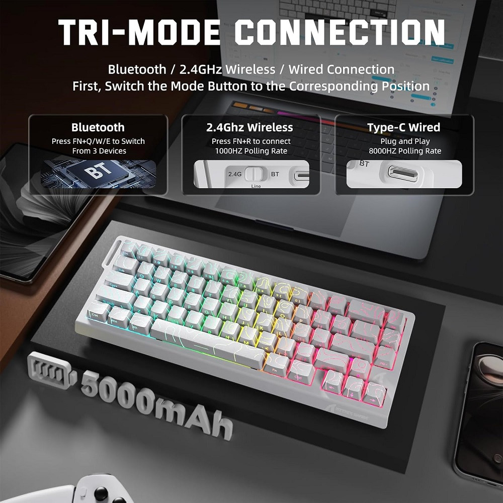 ATTACK SHARK X68 PRO HE Wireless Magnetic Switch (White Contours) C...